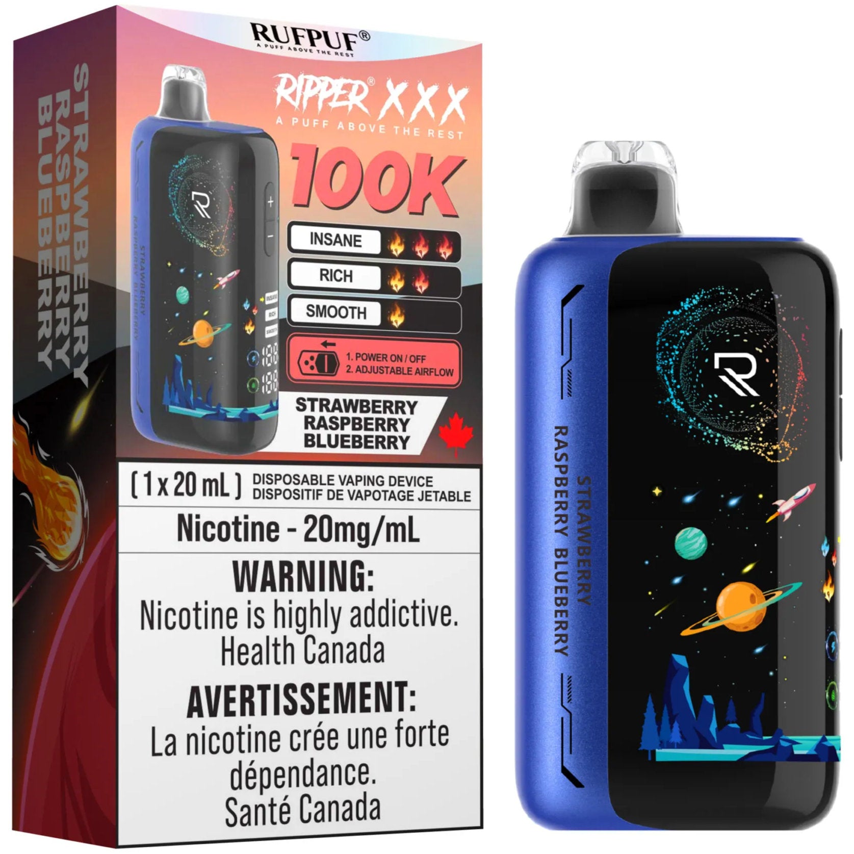 RUFPUF RIPPER XXX 100K Disposable Vape - Strawberry Raspberry Blueberr ...