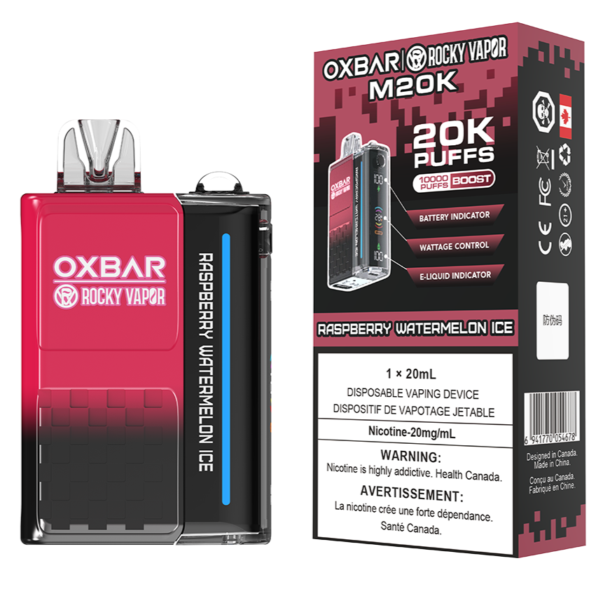 Rocky Vapor Oxbar M20K Disposable Vape - Raspberry Watermelon Ice ...