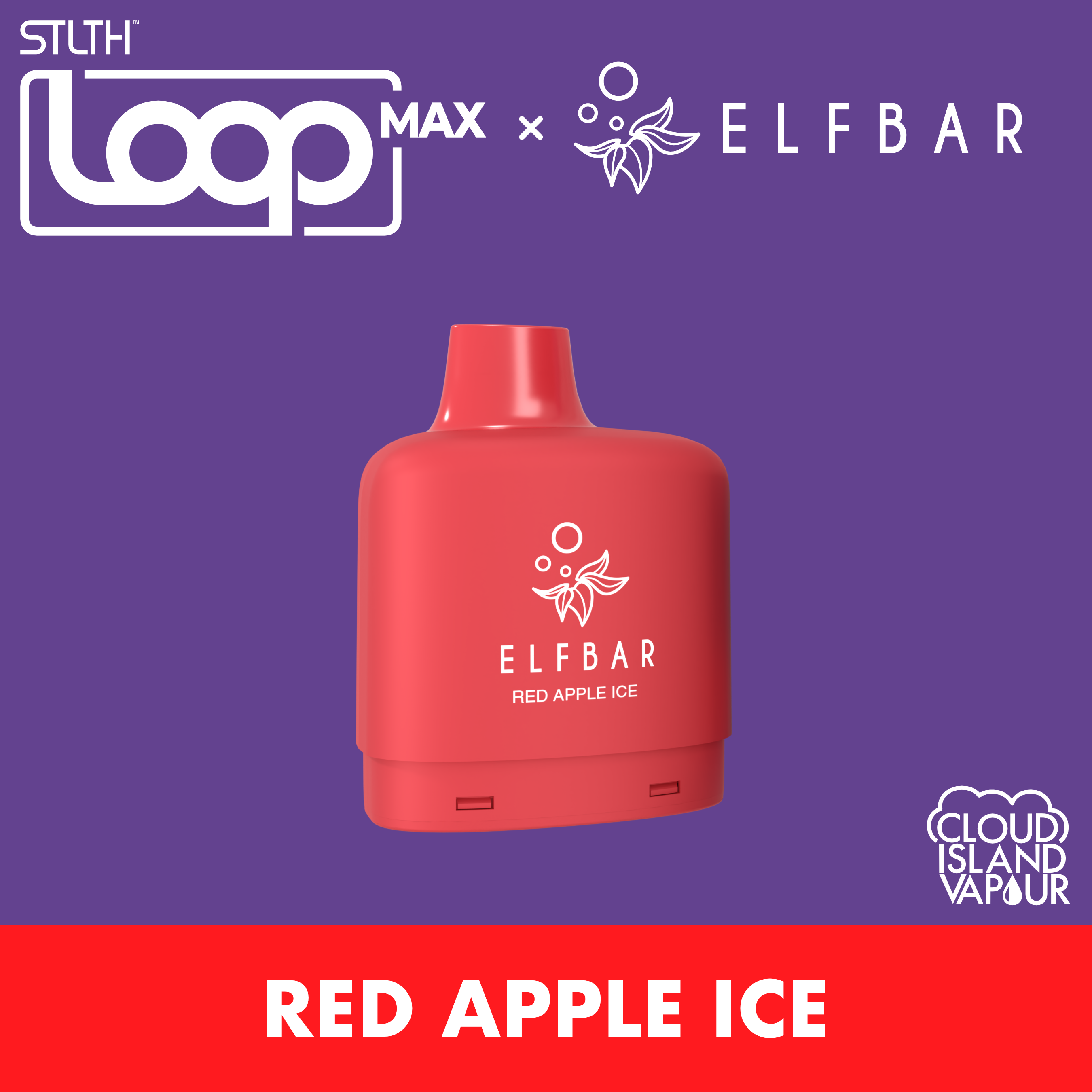 STLTH LOOP MAX X ELFBAR Pod Pack - Red Apple Ice – Cloud Island Vapour